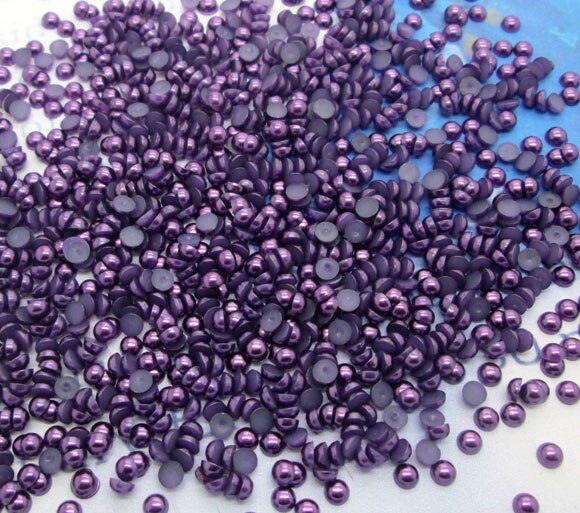 LF 300-10000Pcs Dark Purple Haft Round Pearl Beads... – Grandado