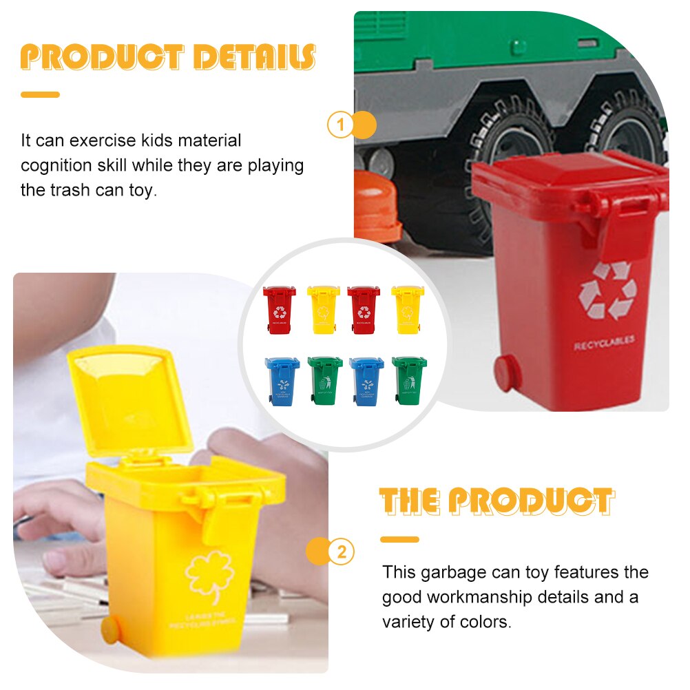 8pcs Kid Push Plastic Garbage Can Children Trash C... – Grandado
