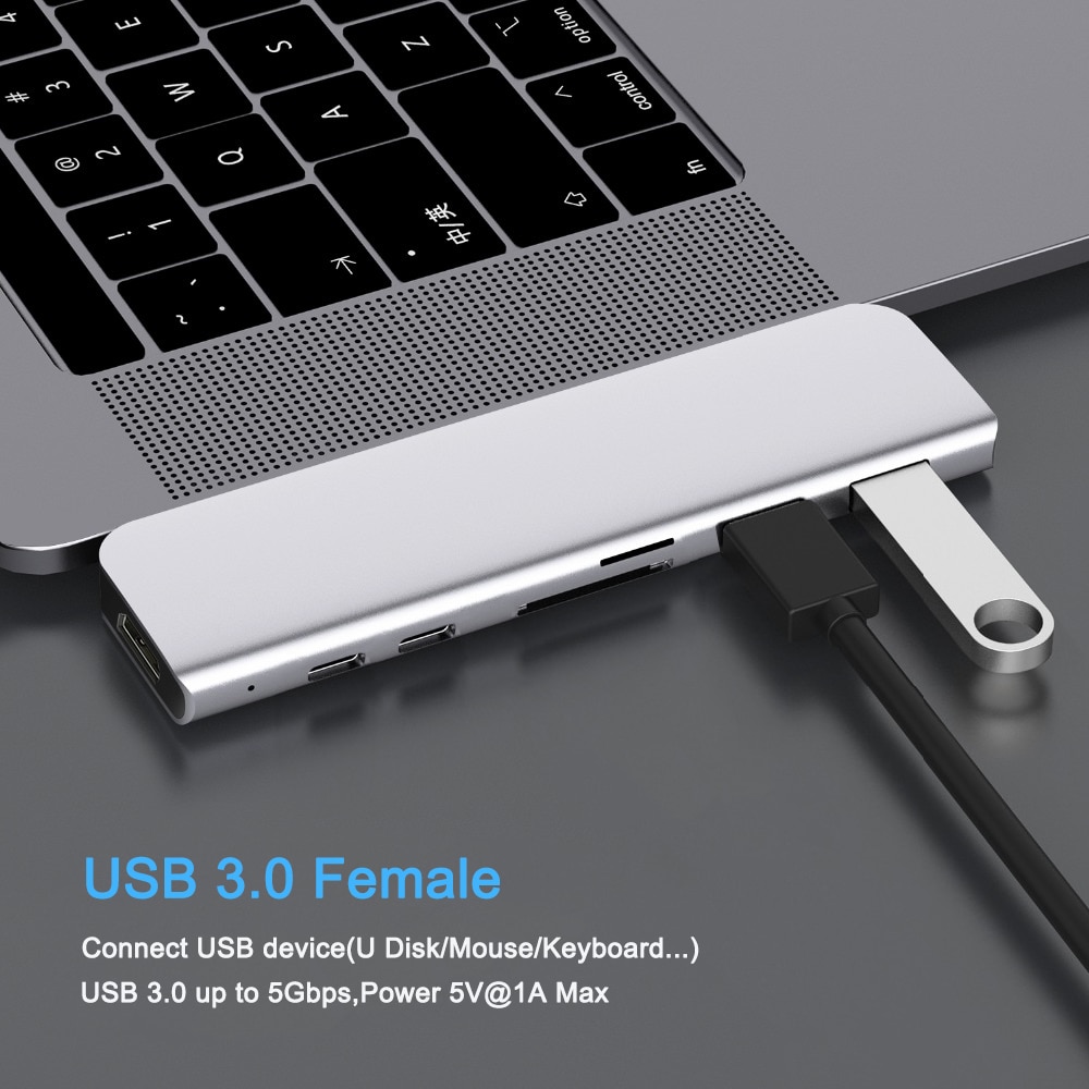 Usb typ c hub adapter 7 in 1 dubbel usb typ c dock... – Vicedeal