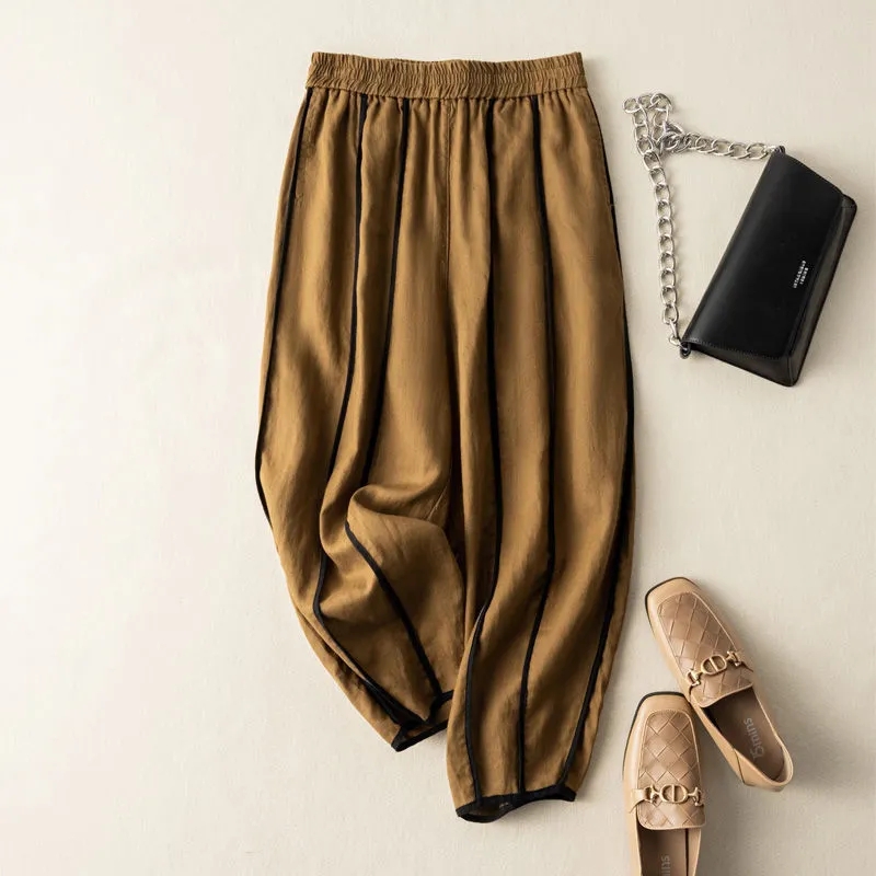 Bright Line Decoration Elastic High Waist Bloomers... – Grandado