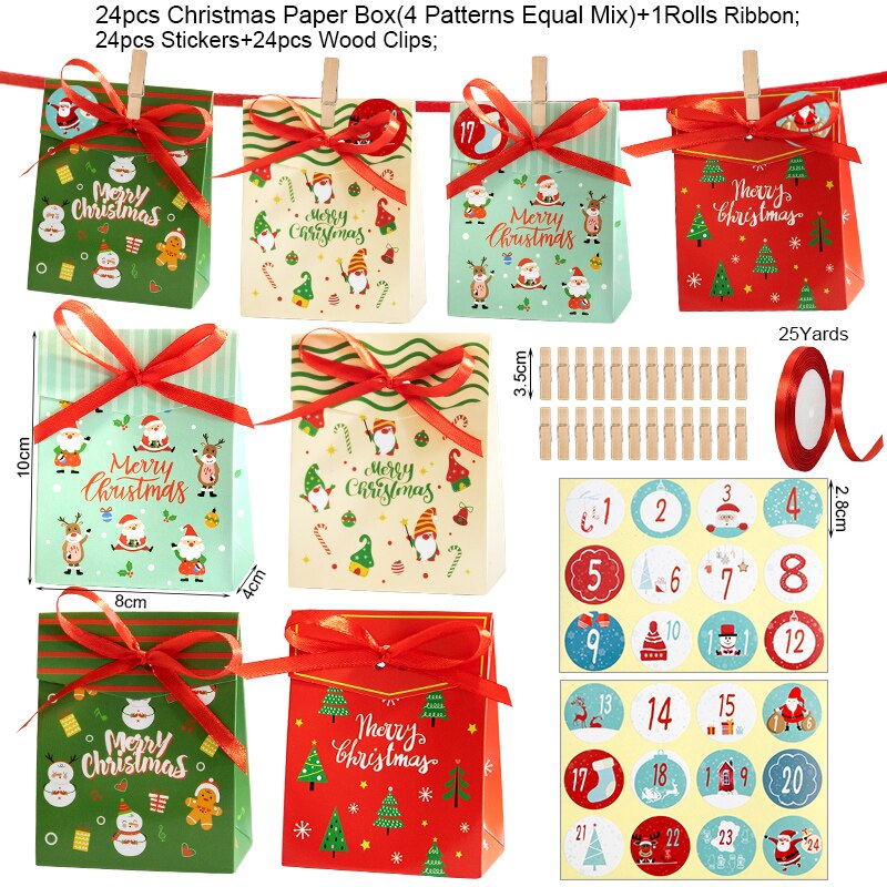 Christmas Advent Calendar Set Countdown Paper Box ... – Vicedeal