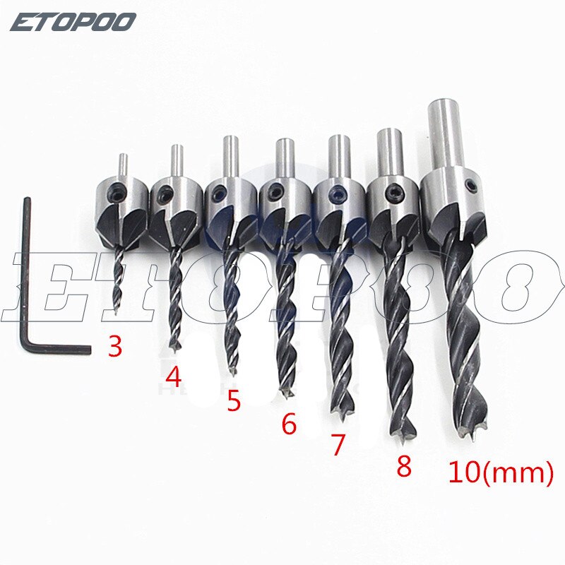 7+1 Three-pointed Countersink Drill Bit Set Mortis... – Grandado