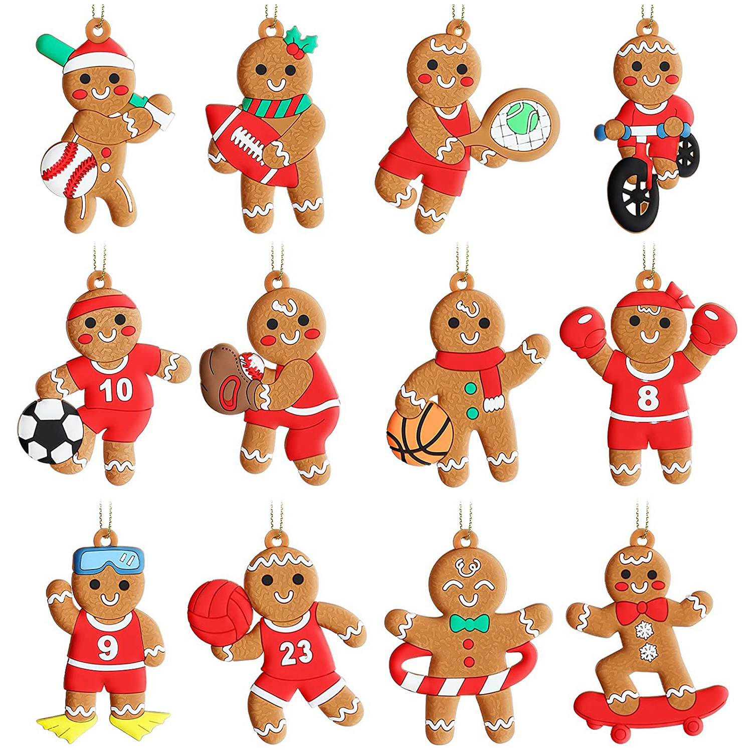 12 Pieces Christmas Gingerbread Man Ornaments Spor... – Grandado