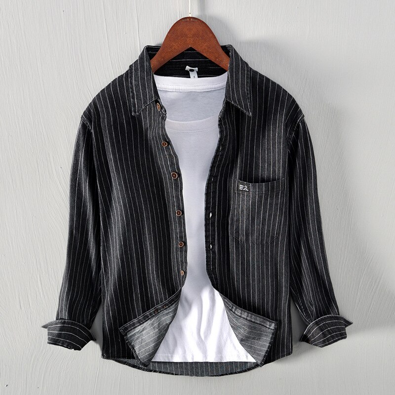1257 Vintage Striped Casual Shirts For Men Autumn ... – Vicedeal