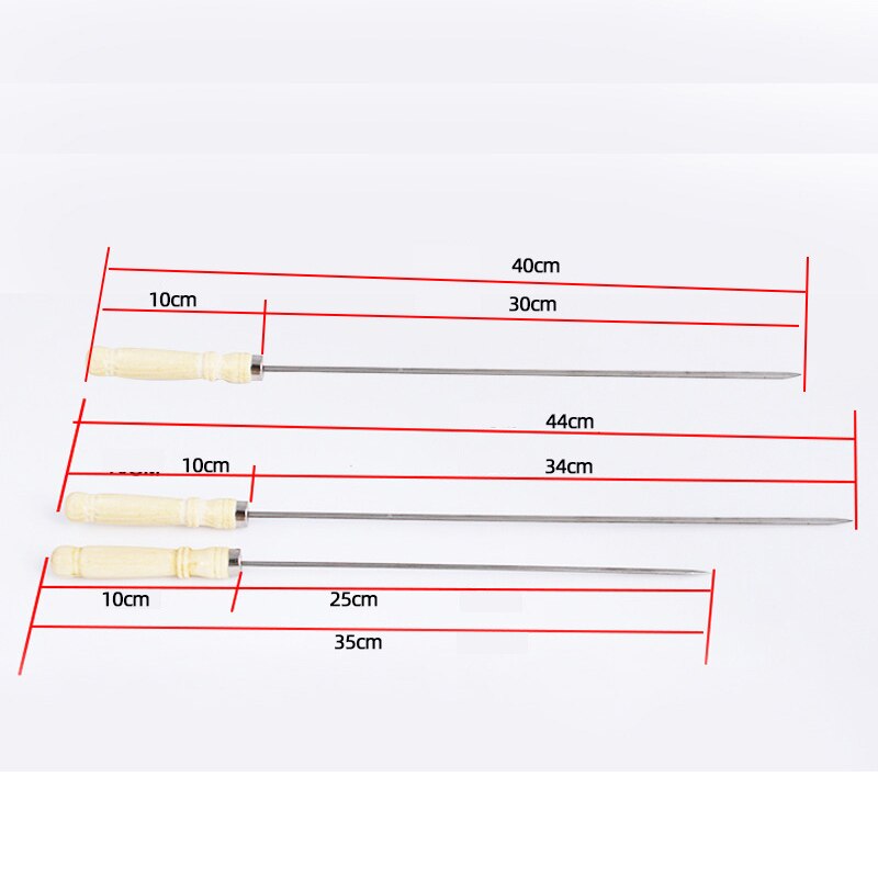 5Pcs Rvs Bbq Spies Houten Handvat Bbq Naald Herbru... – Grandado