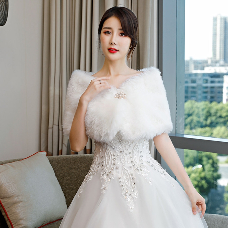 null Women Bride 1920s Fuzzy Plush Shawl Wrap Stol... – Grandado