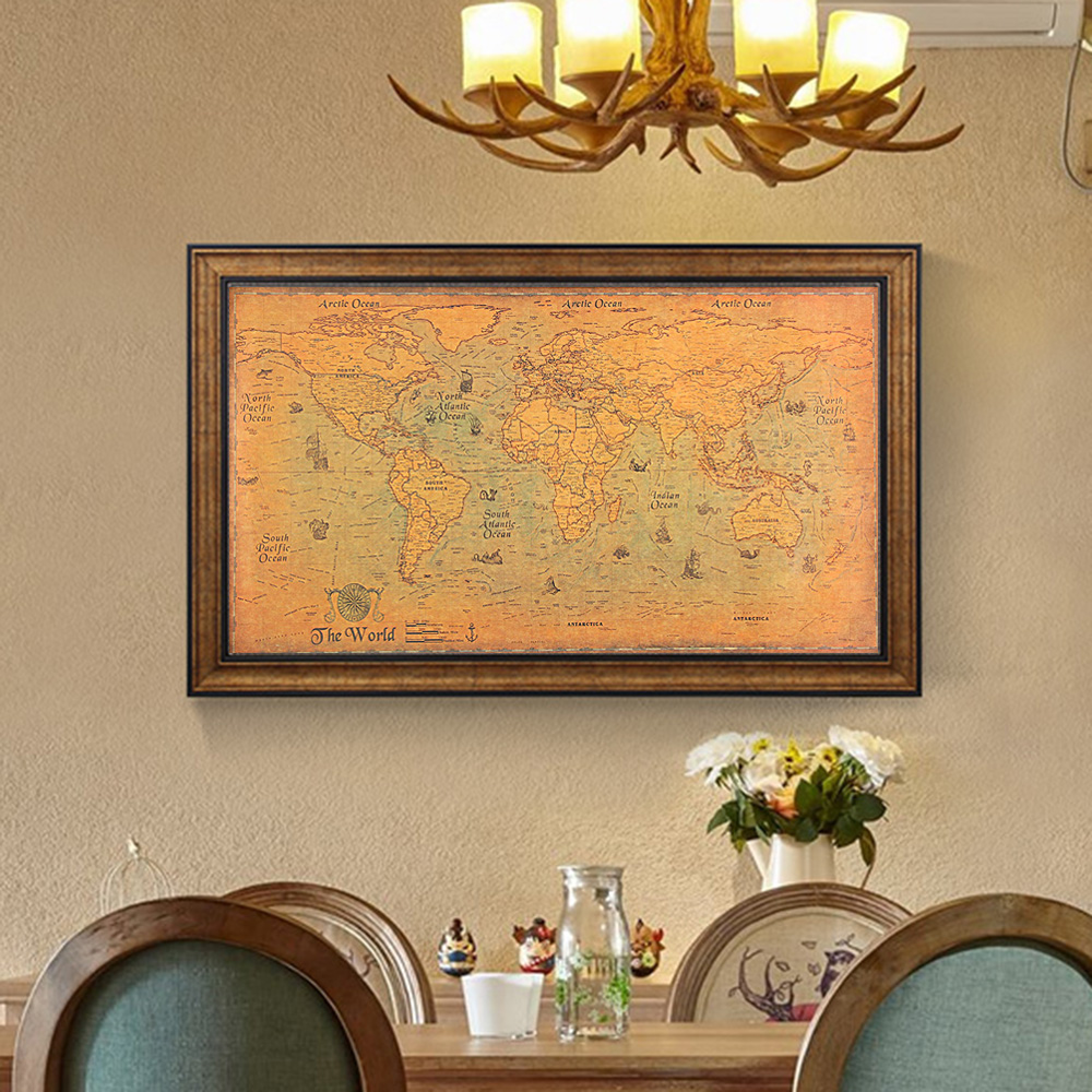 Nautical Ocean Vintage World Map Retro Old Poster ... – Grandado