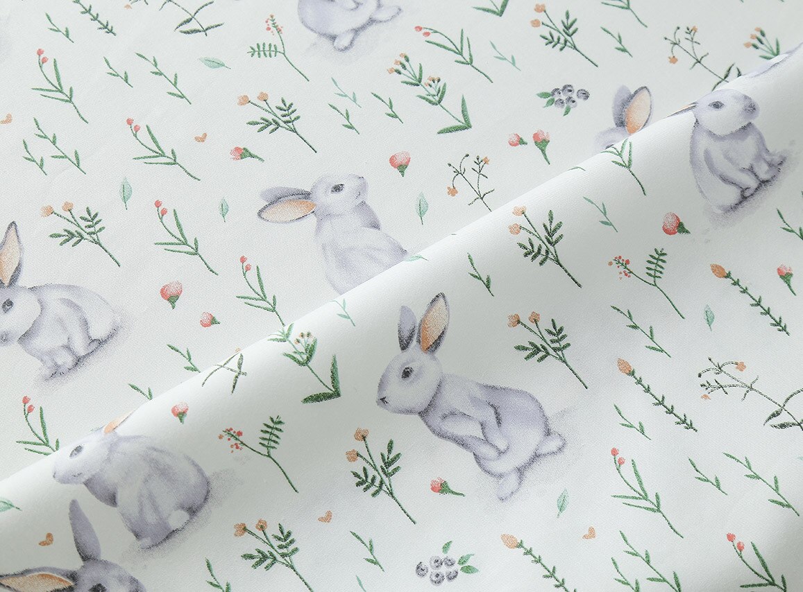 Rabbit Printed 100% Cotton Fabric DIY handmade sew... – Grandado