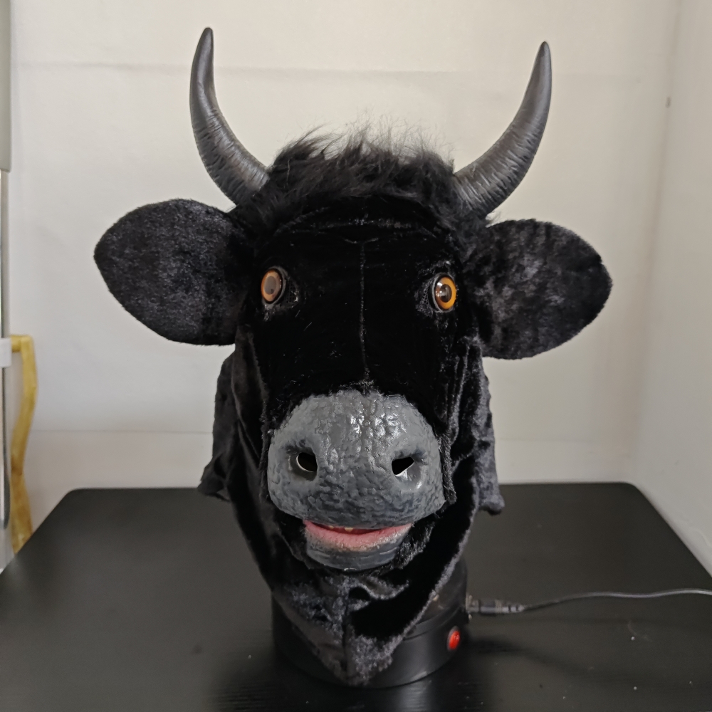 Black Bull Mask Halloween Realistic Plush Animal H... – Grandado