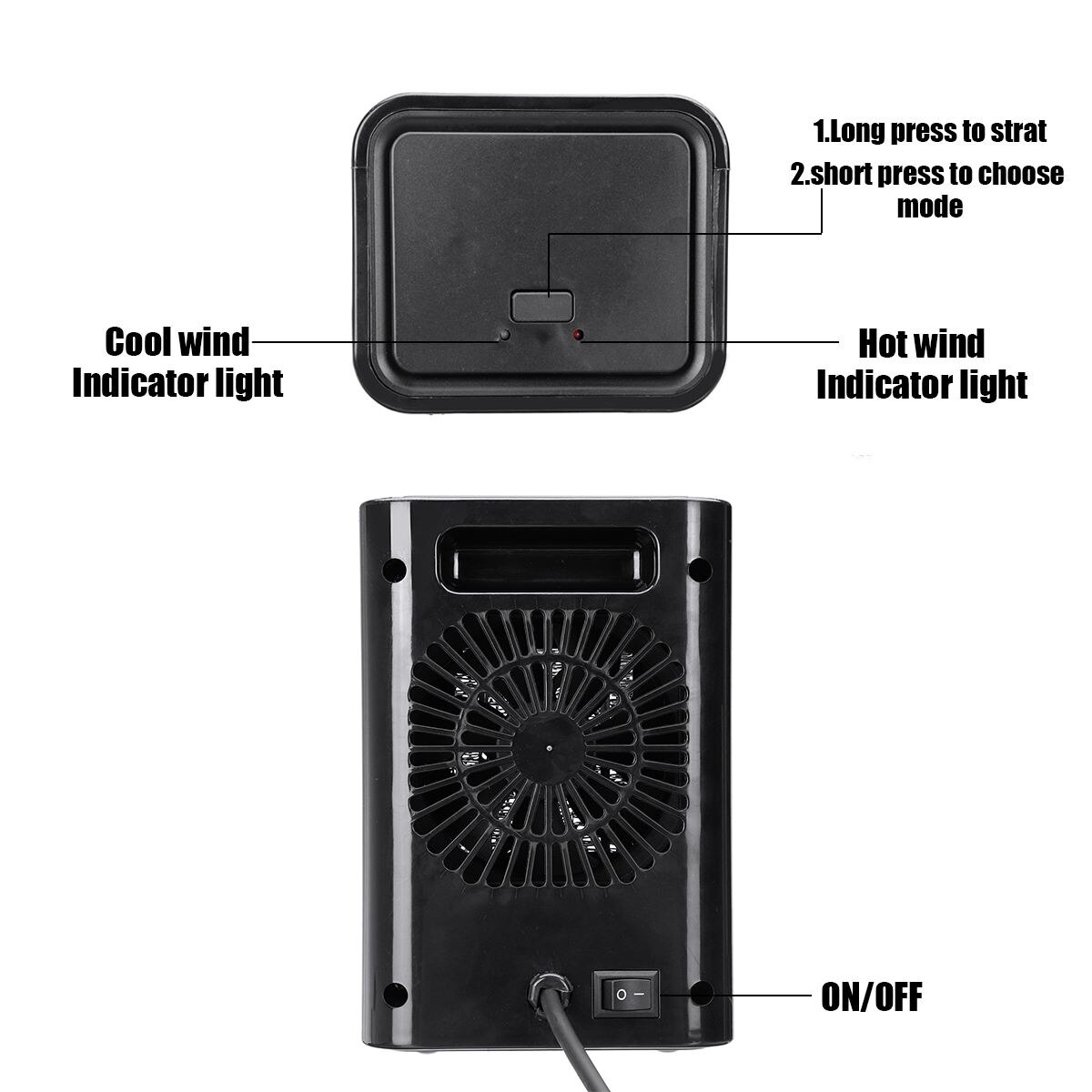 700W Electric Fan Heater PTC Ceramic Fast Heating ... – Grandado