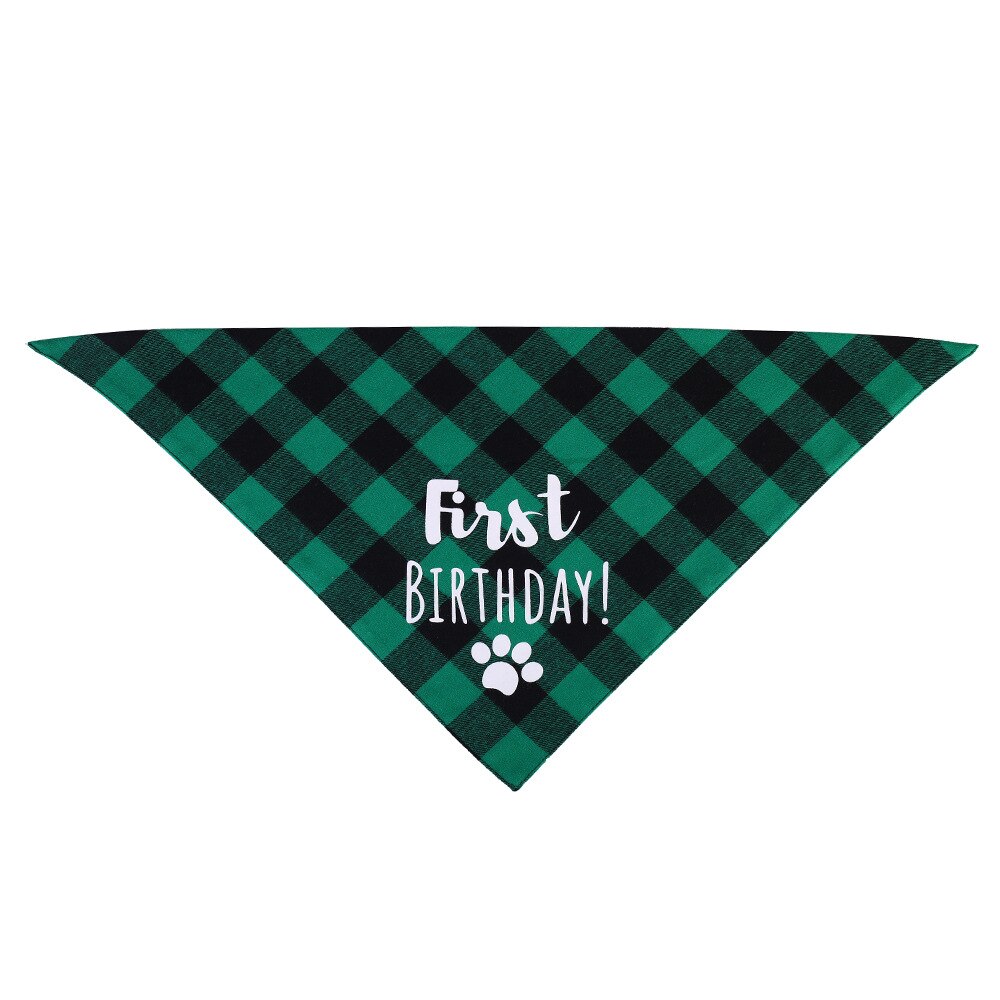 Dog First Birthday Bandana Plaid Dog Bibs Reversib... – Vicedeal