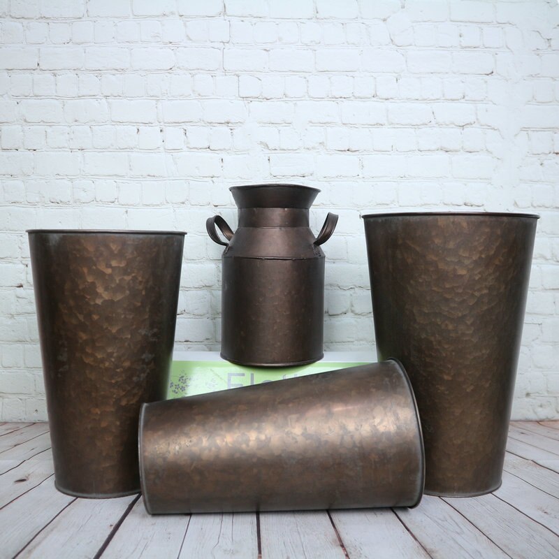 Fletiter Farmhouse Metal Galvanized Flower Vase,Se... – Grandado