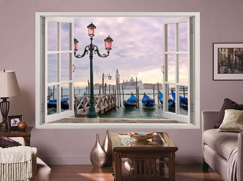 3D Window View Sunset on the Grand Canal in Venice... – Grandado