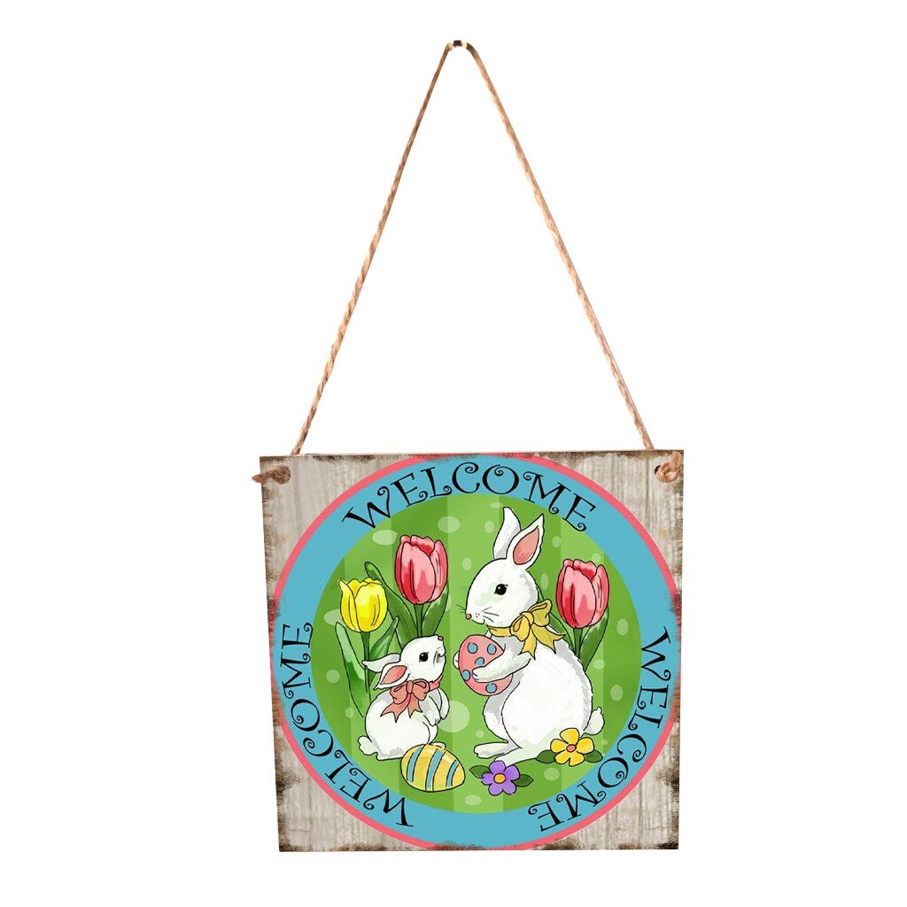 Happy Easter Welcome Decorative plaque Wooden East... – Grandado
