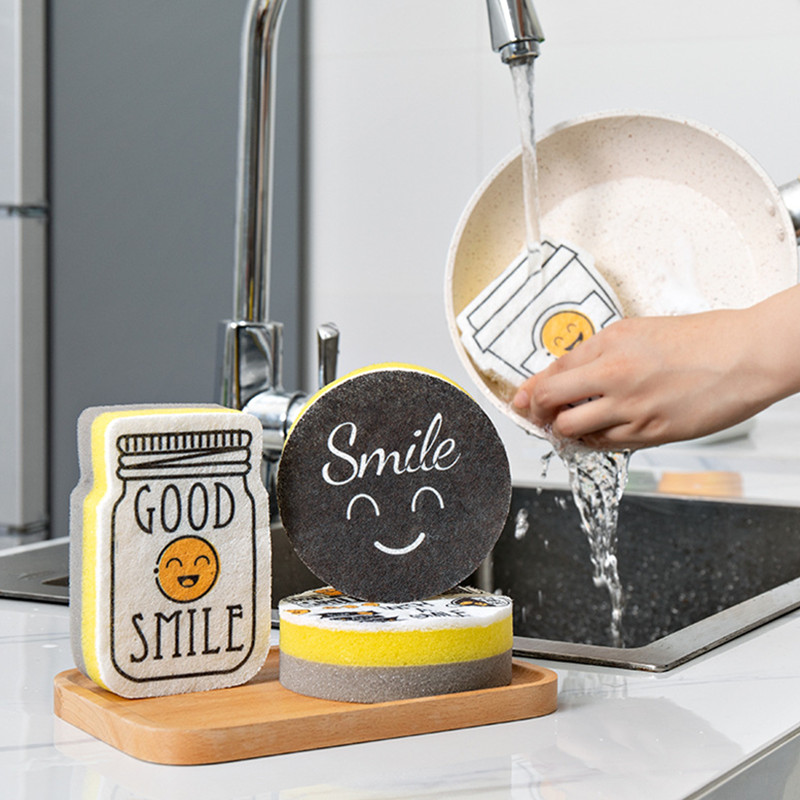 4PCS Smiley Face Thick Cleaning Sponge Strong Deco... – Grandado