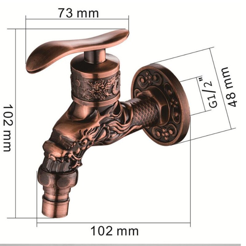G1/2 Carved Wall Mount Bibcock Brass Retro Tap Dec... – Grandado