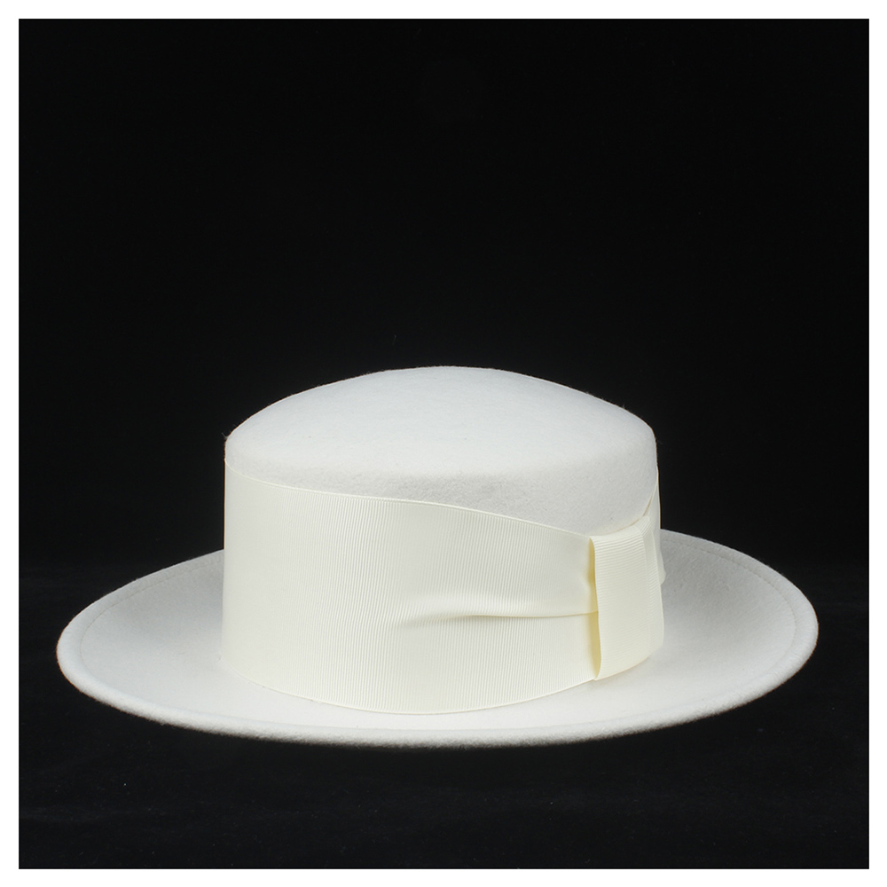 100% Wol Vrouwen Witte Platte Fedora Hoed Top Hoed... – Vicedeal