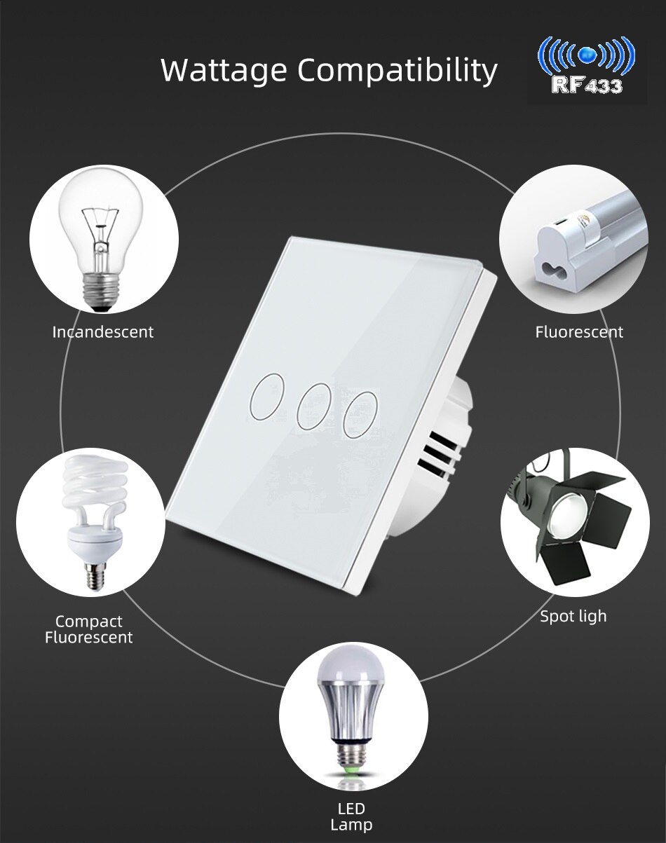 EU Standard Smart Switch Wall Touch Switch With RF... – Grandado