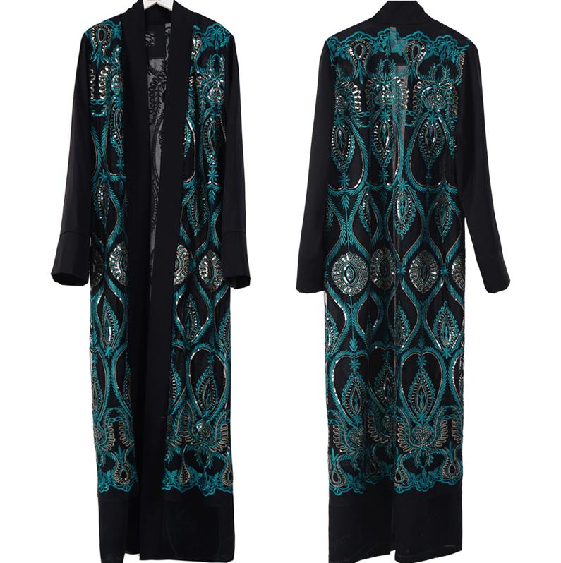 Kaftan Open Abaya Dubai Sequin Hijab Moslim Dress ... – Vicedeal