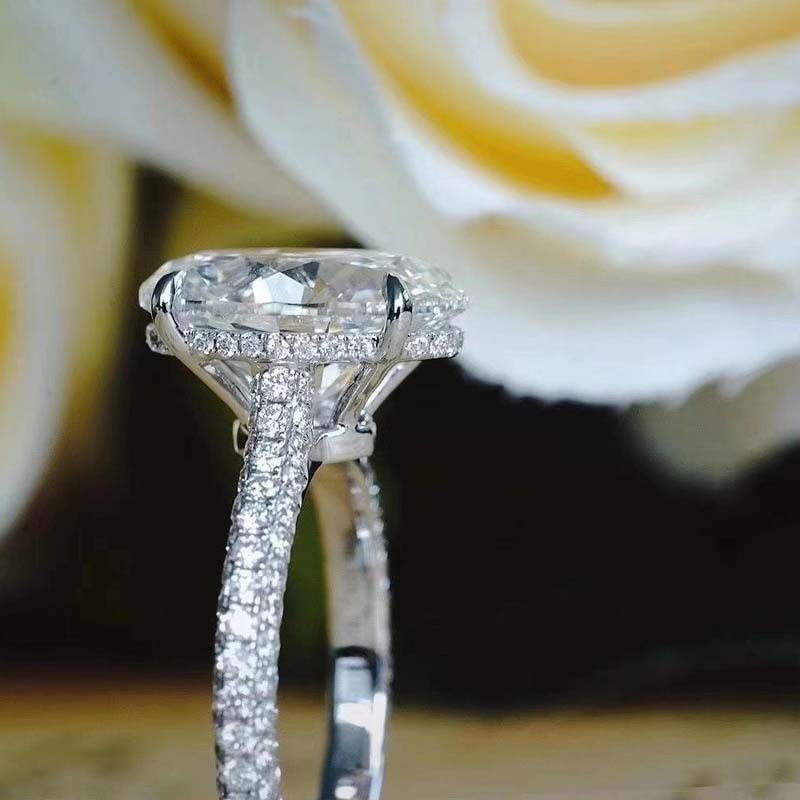 925 Sterling Silver Oval 4ct Lab Diamond Ring Enga... – Grandado