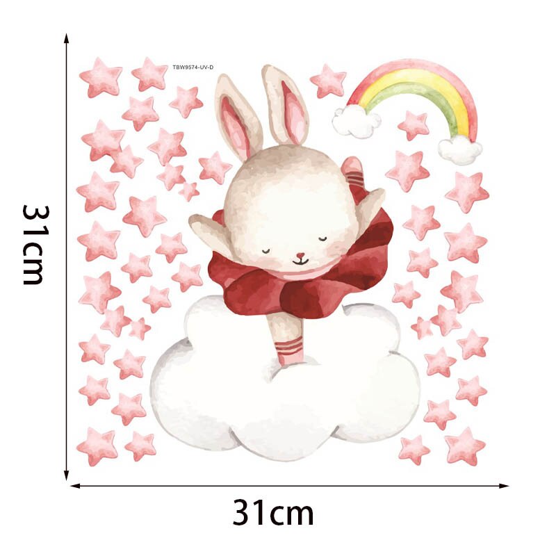 Cute Cartoon Rabbit Wall Stickers wallpaper Ballet... – Grandado