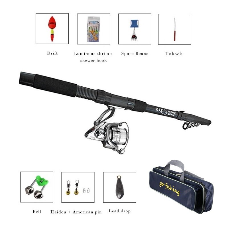 2.1M Telescopische Hengel Hengel Reel Combo Vissen... – Grandado