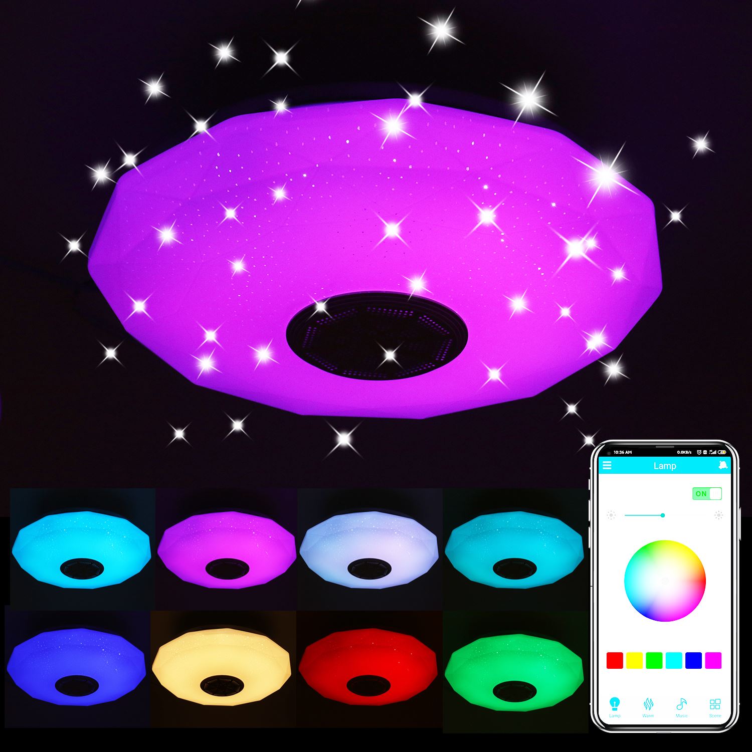 LED Hanging Music RGB Ceiling Light Multifunctiona... – Grandado