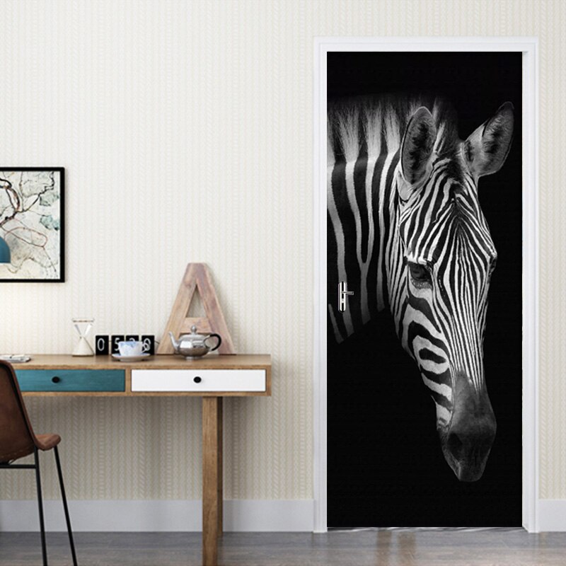 Retro Zwart Wit Zebra Foto Behang DIY 3D Deur Stic... – Vicedeal
