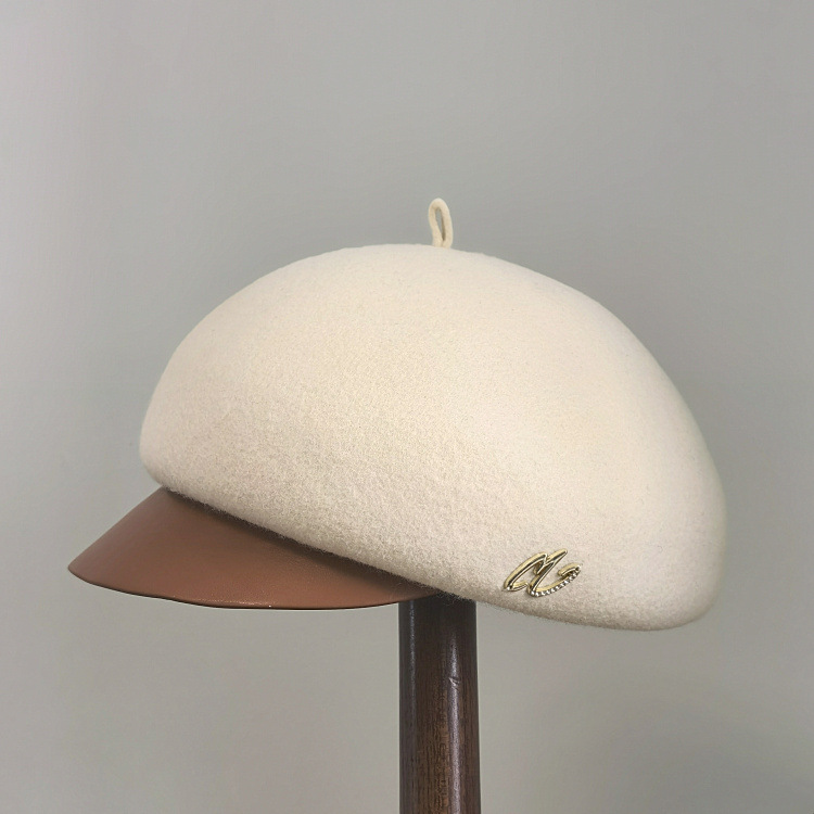 woolen baseball cap with small tail decoration PU ... – Grandado