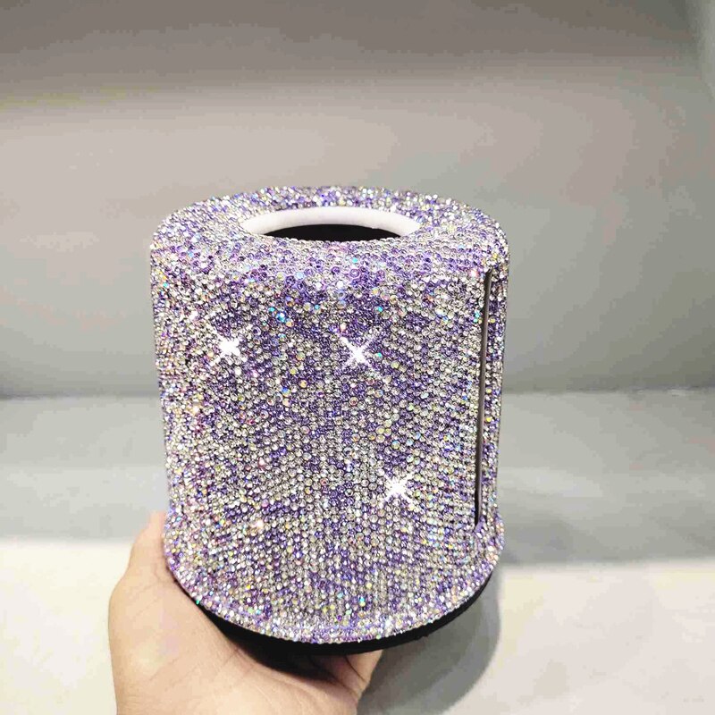 Rhinestone Cylinder Tissue Box Circular Pumping Ca... – Vicedeal