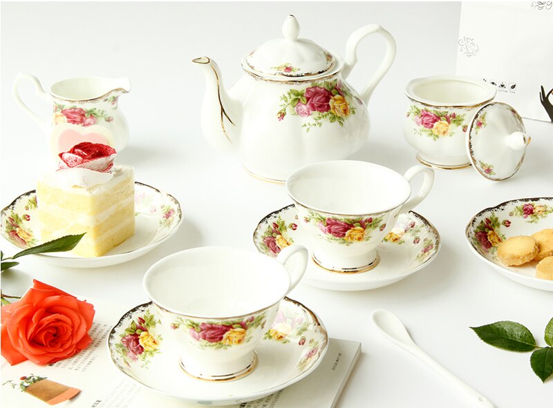 21pcs set, real bone china afternoon tea pot and c... – Grandado