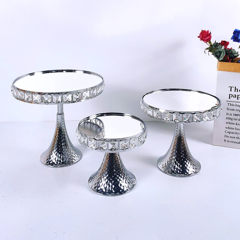 Crysta Silver Cake Plate Stand Acrylic Mirror Meta... – Vicedeal