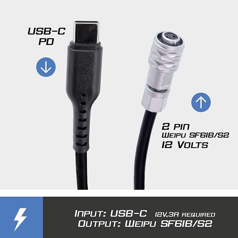 12V USB Type-C Adapter Power Cord for BMPCC 4K/6K/... – Vicedeal