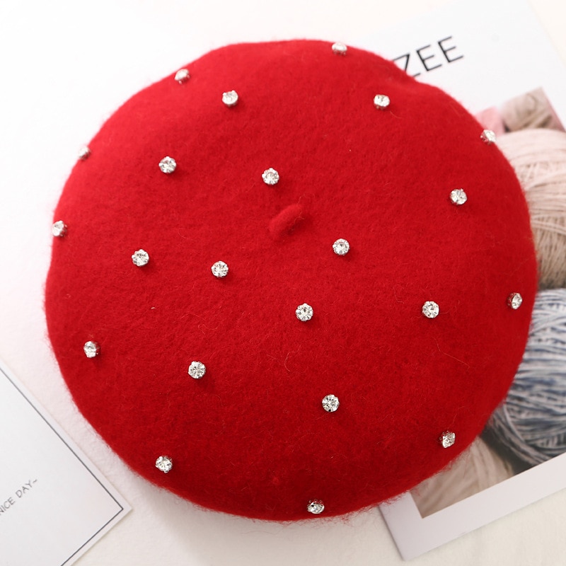 Ladies Autumn Winter Wool Berets Diamond Boina for... – Vicedeal