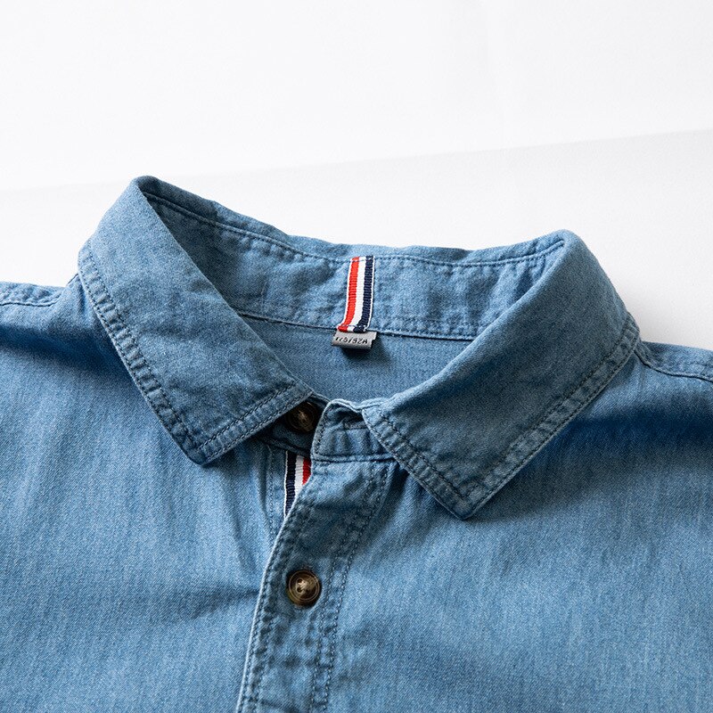 Denim Blue Shirt Men Clothing – Grandado