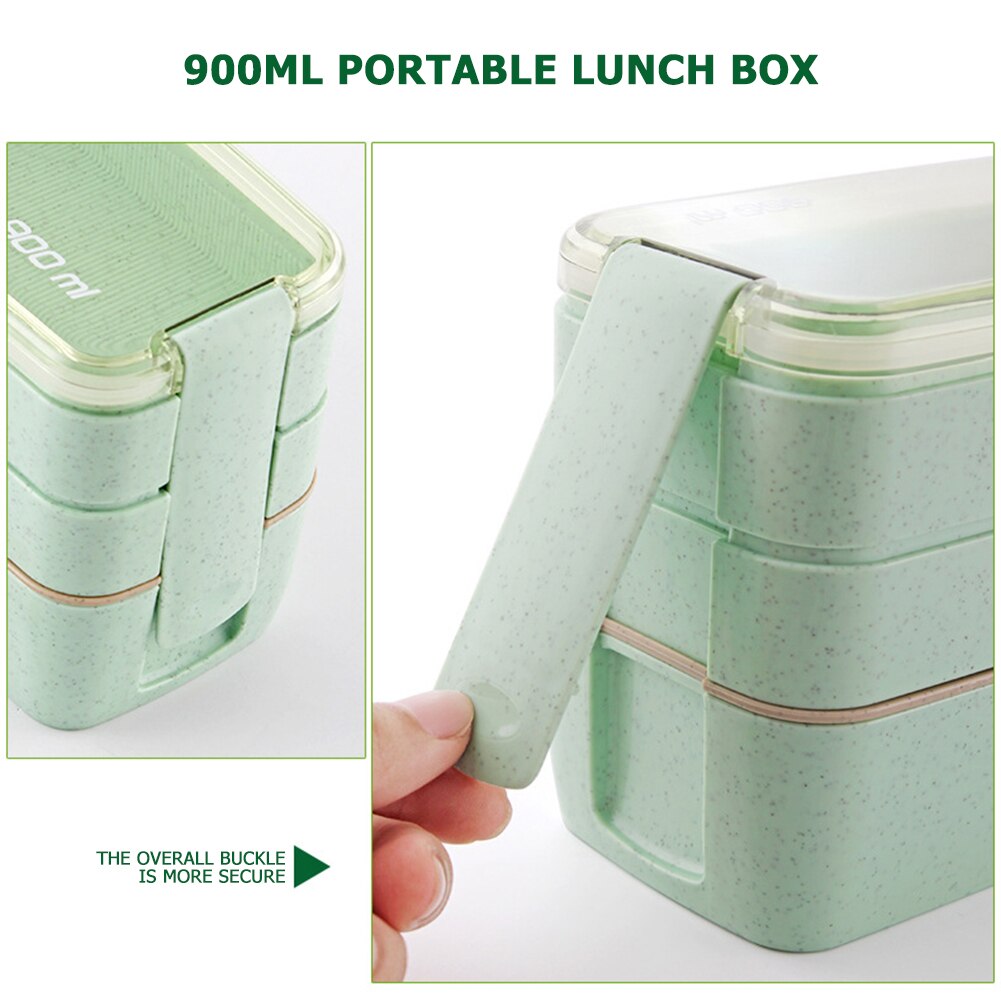 900ml 3 Layers Bento Box Eco-Friendly Lunch Box Fo... – Grandado