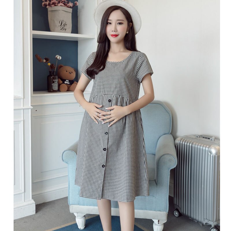 Plaid Dresses Maternity Pregnancy Clothes For Preg... – Grandado