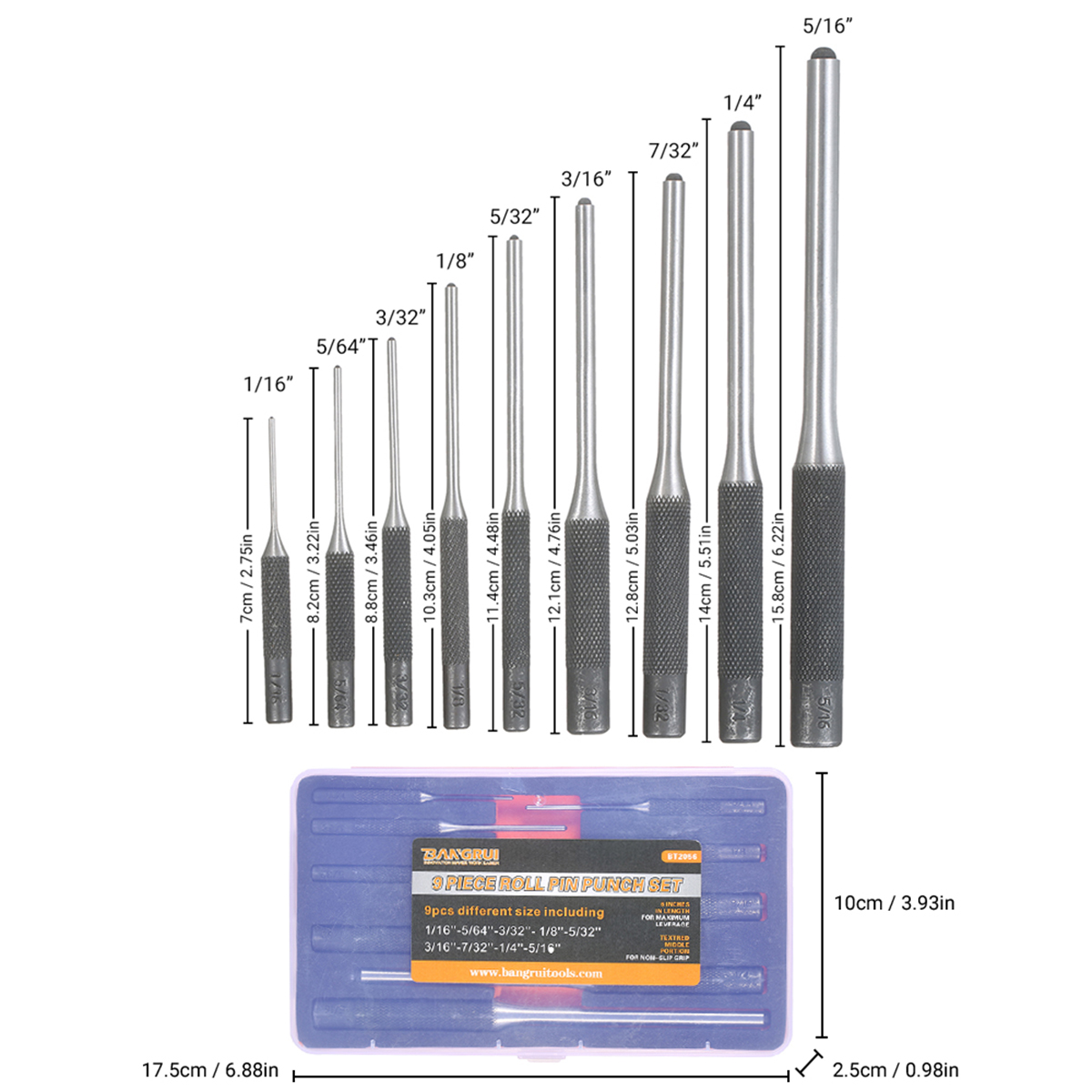 9 Pieces Roll Pin Punch Set Steel Punches Hand Pin... – Grandado