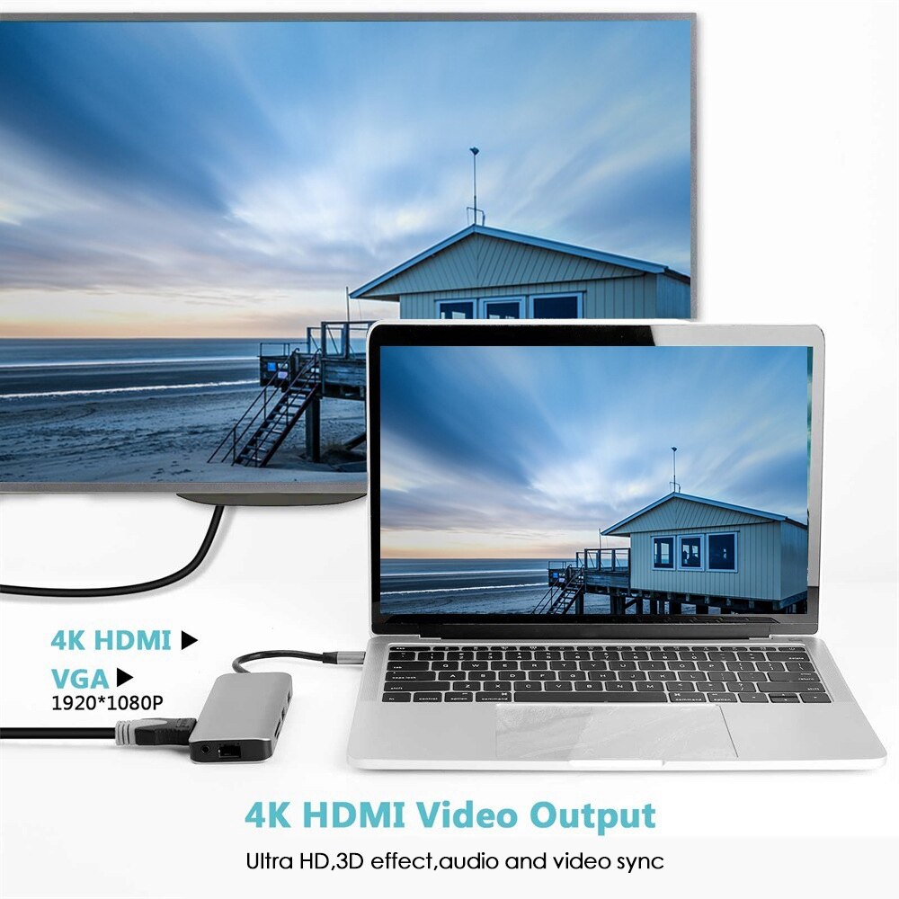 USB HUB C Multiport Adapter Type C Hub 9-In-1 Mult... – Grandado