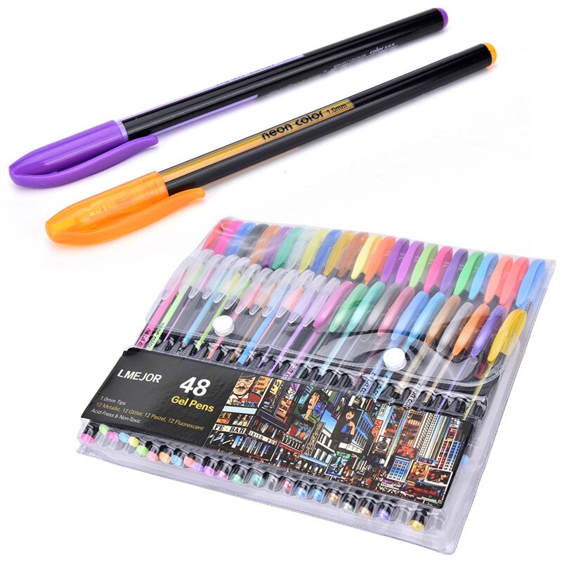 48Pcs 48 Colors Yellow Pens Filling Roller Ball Pa... – Vicedeal