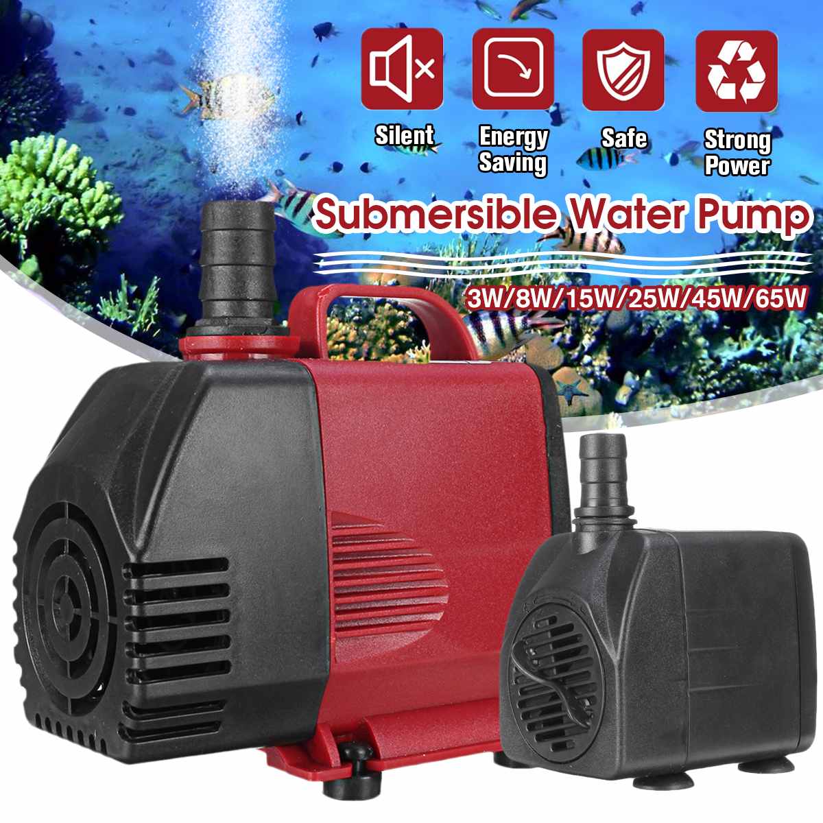 3/8/15/25/45/65W 50Hz Waterpomp Aquarium Dompelpom... – Grandado