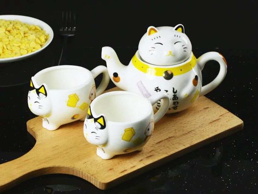 Cute Japanese-style lucky cat ceramic tea set luck... – Vicedeal
