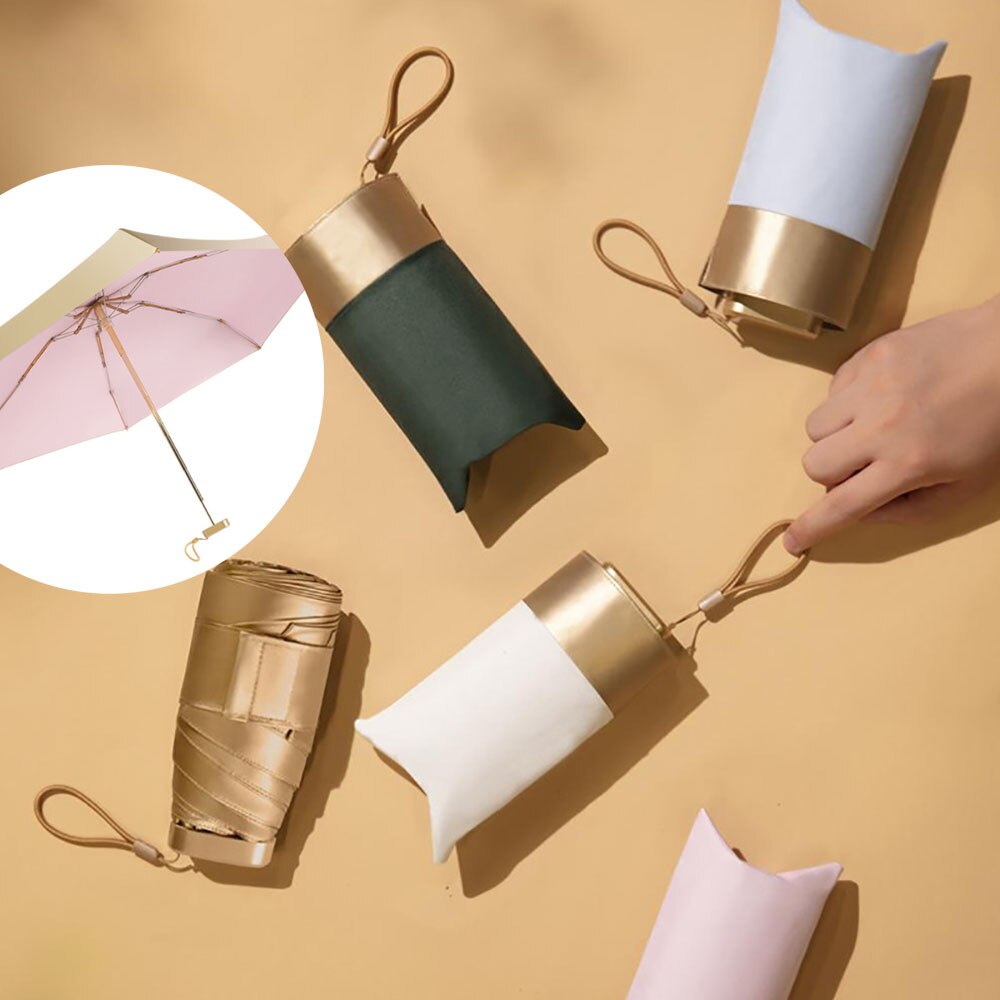 Mini Gold Paraplu Platte Vijf Vouw Paraplu Pocket ... – Vicedeal