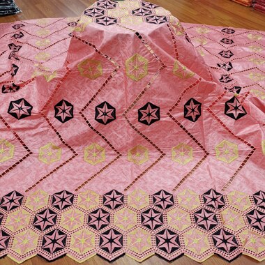 white red Bazin brode latest nigerian lace fabric ... – Grandado
