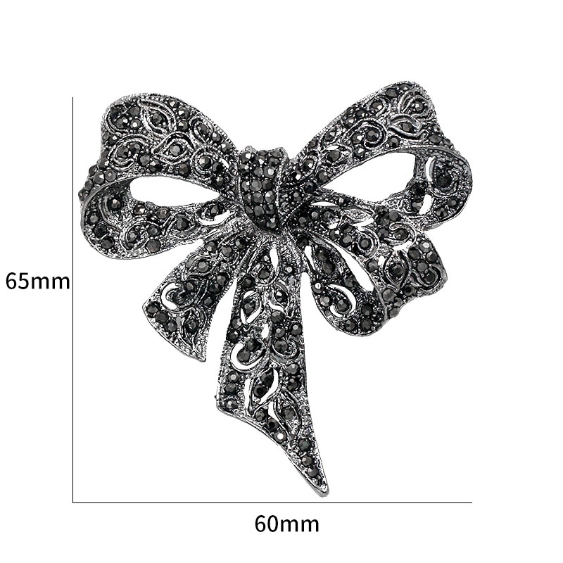 baiduqiandu Brand Black Color Rhinestone Bow Brooc... – Grandado