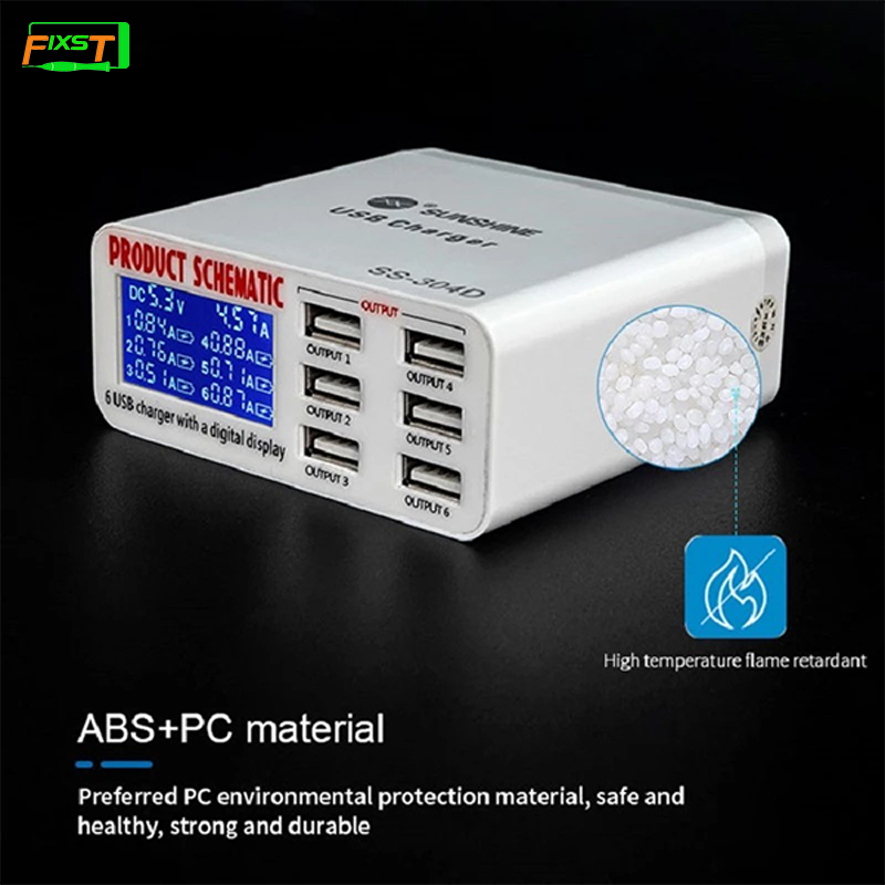 SUNSHINE SS-304D Mini 6 Port USB Smart Charger Sup... – Grandado
