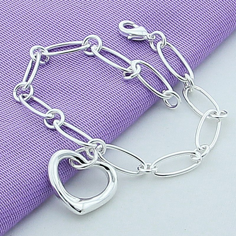 some style Cute 925 silver bracelets charms heart ... – Grandado