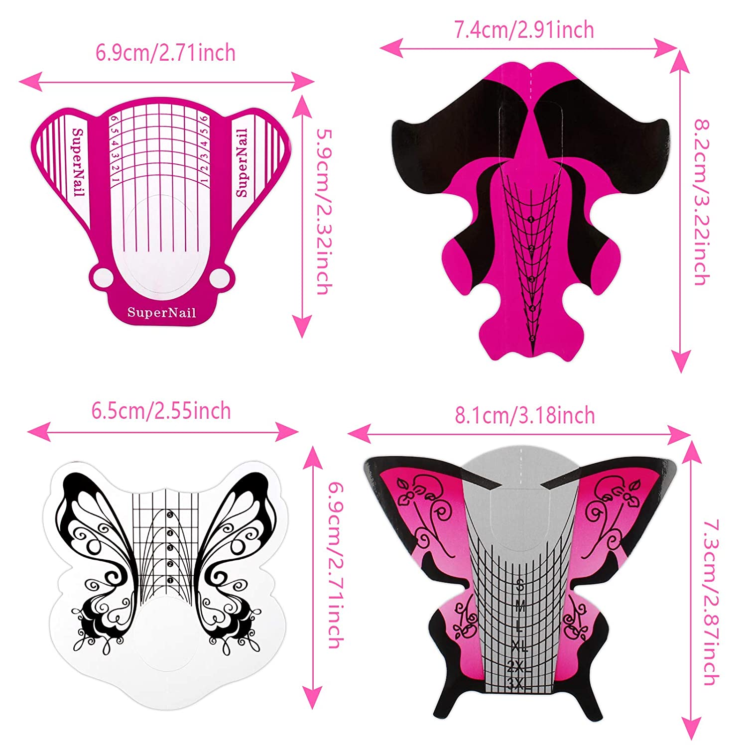 Pack of 400 Nail Stencil Nail Shape Guide Extensio... – Vicedeal