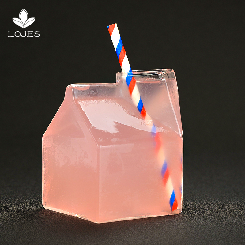 340ml Clear Transparent Glass Milk Box Shape Milk ... – Vicedeal