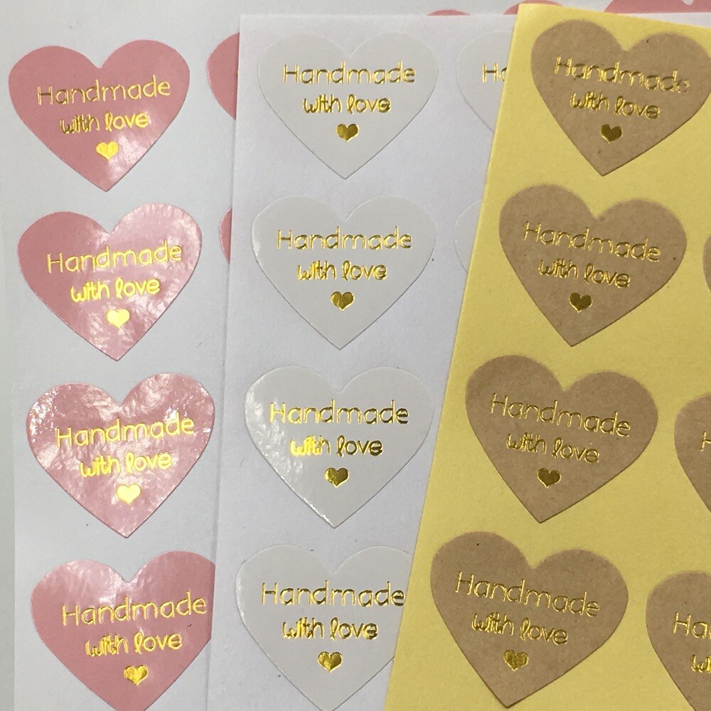 100 stks/partij Gold Print "Hand Gemaakt Met ... – Grandado